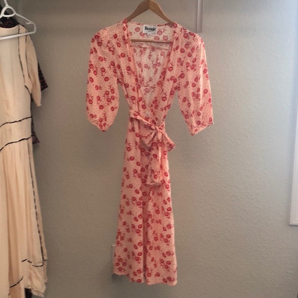 Rouje | Dresses | Rouje Rosalie Rose Pink Floral Wrap Dress | Poshmark